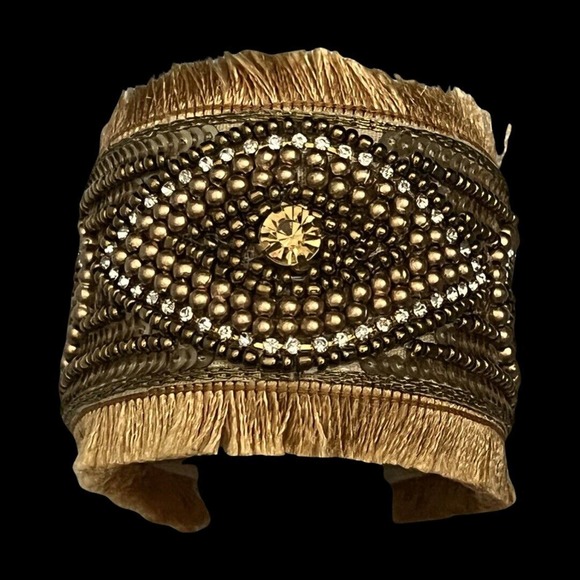 Unbranded | Jewelry | Brown And Gold Seed Beaded Boho Cuff Bracelet ...